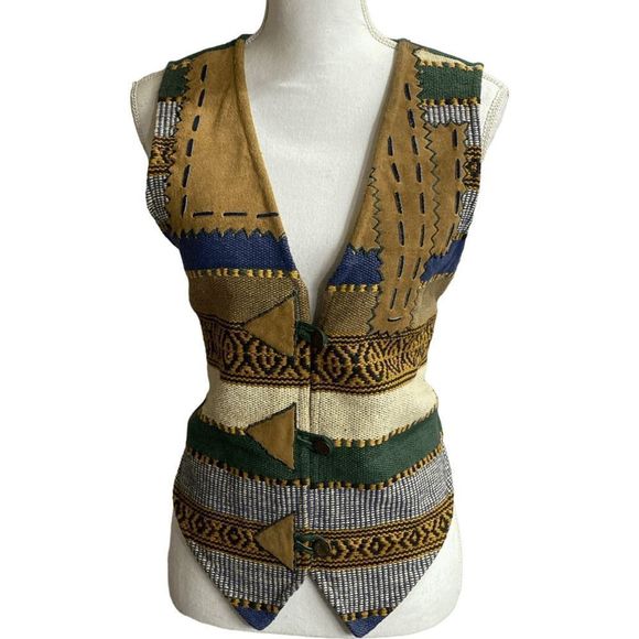 Vintage | Jackets & Coats | Vintage Jane Ashleygreen Brown Westernaztec ...